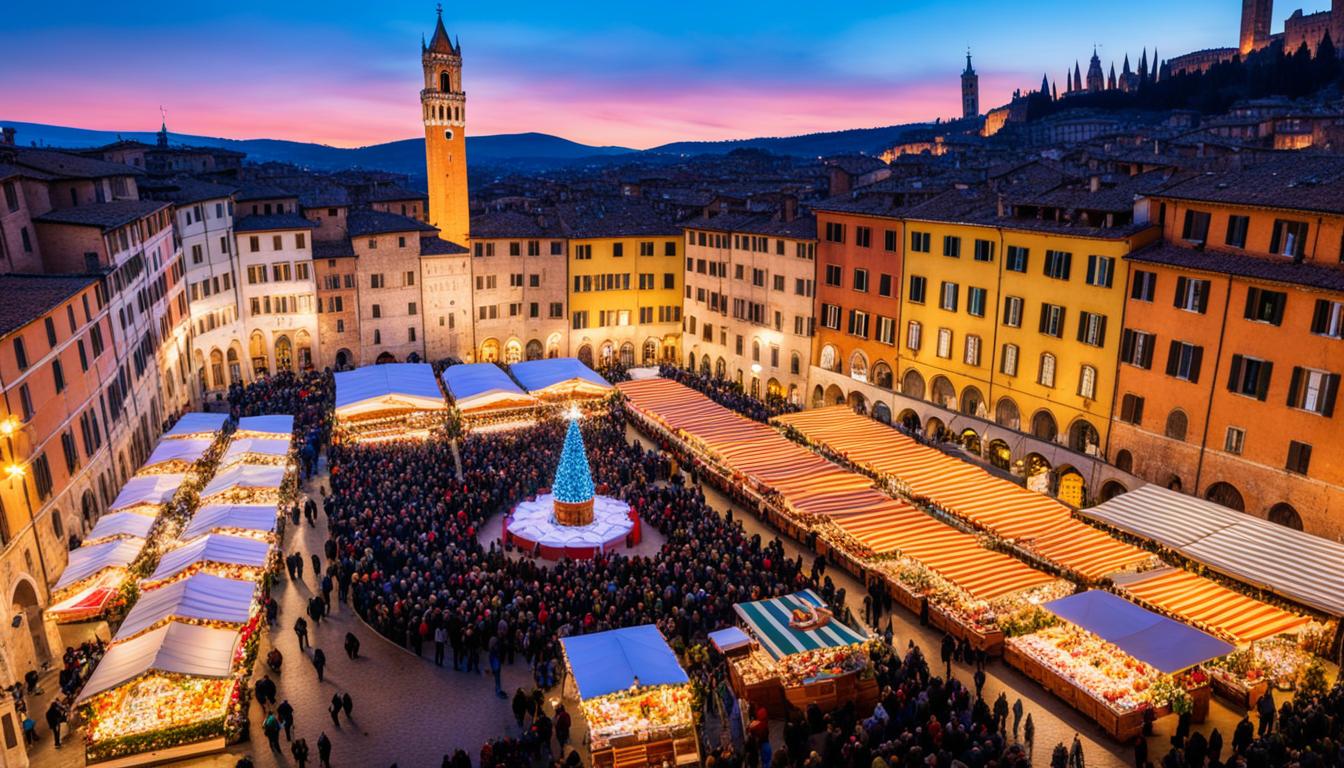 Weihnachtsmarkt auf der Piazza del Campo in Siena